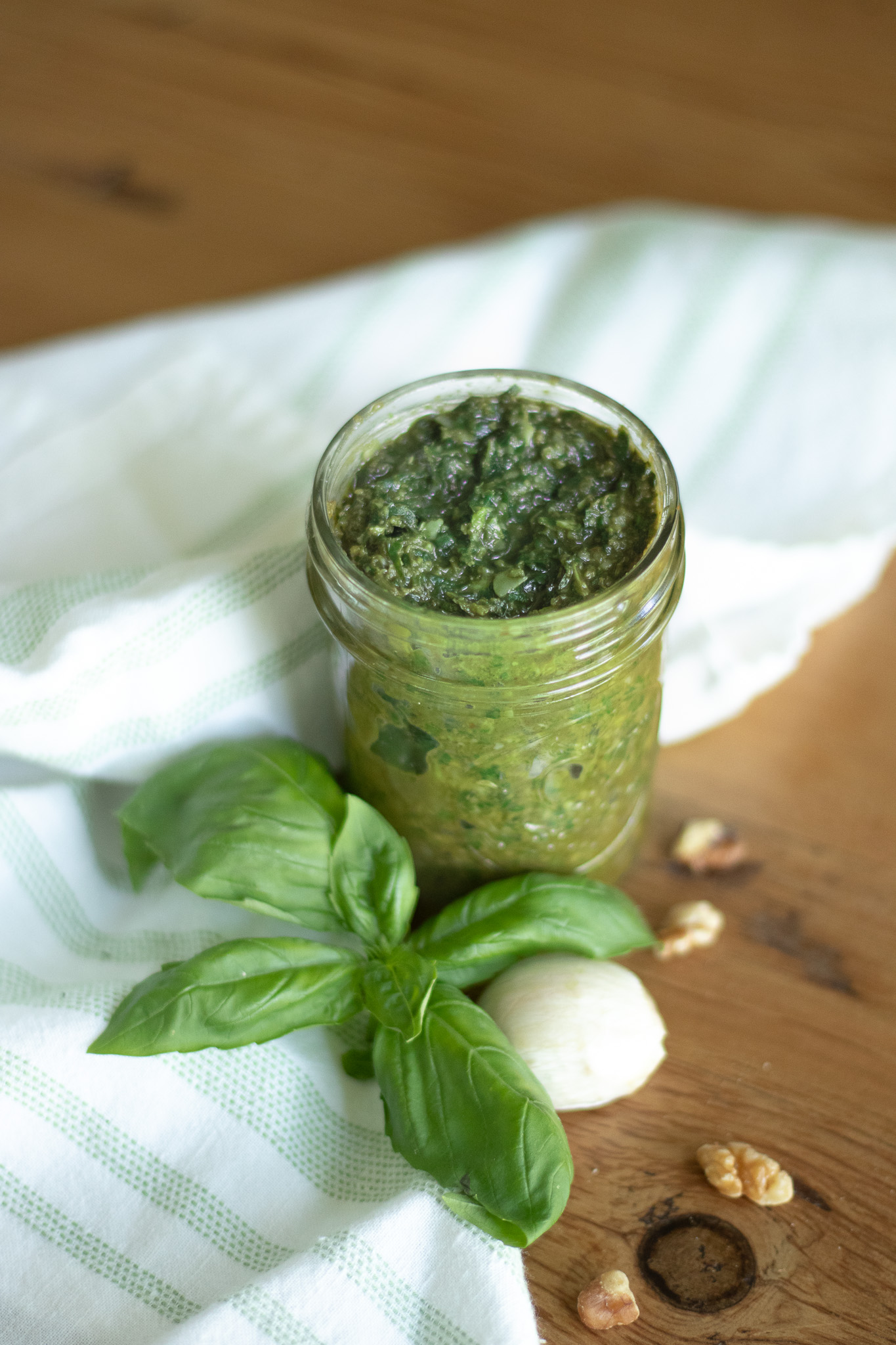 The Best Fresh Garden Basil Pesto with Walnuts - The Homestyle Cottage